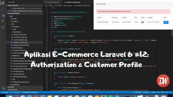 Aplikasi E-Commerce Laravel 6 #12: Authorization & Customer Profile ...