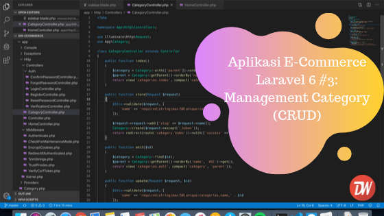 Aplikasi E-Commerce Laravel 6 #3: Management Category (CRUD) - Daeng Web