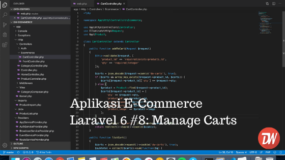 Aplikasi E-Commerce Laravel 6 #8: Manage Carts - Daeng Web
